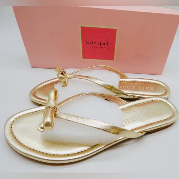 kate spade | Shoes | Kate Spade Petit Metallic Gold Leather Sandals ...